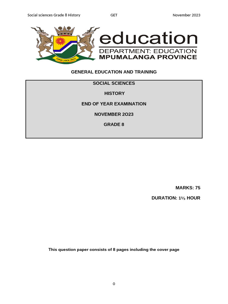 English His GRD 8 Nov QP 2023 | PDF | World War I | Nationalism