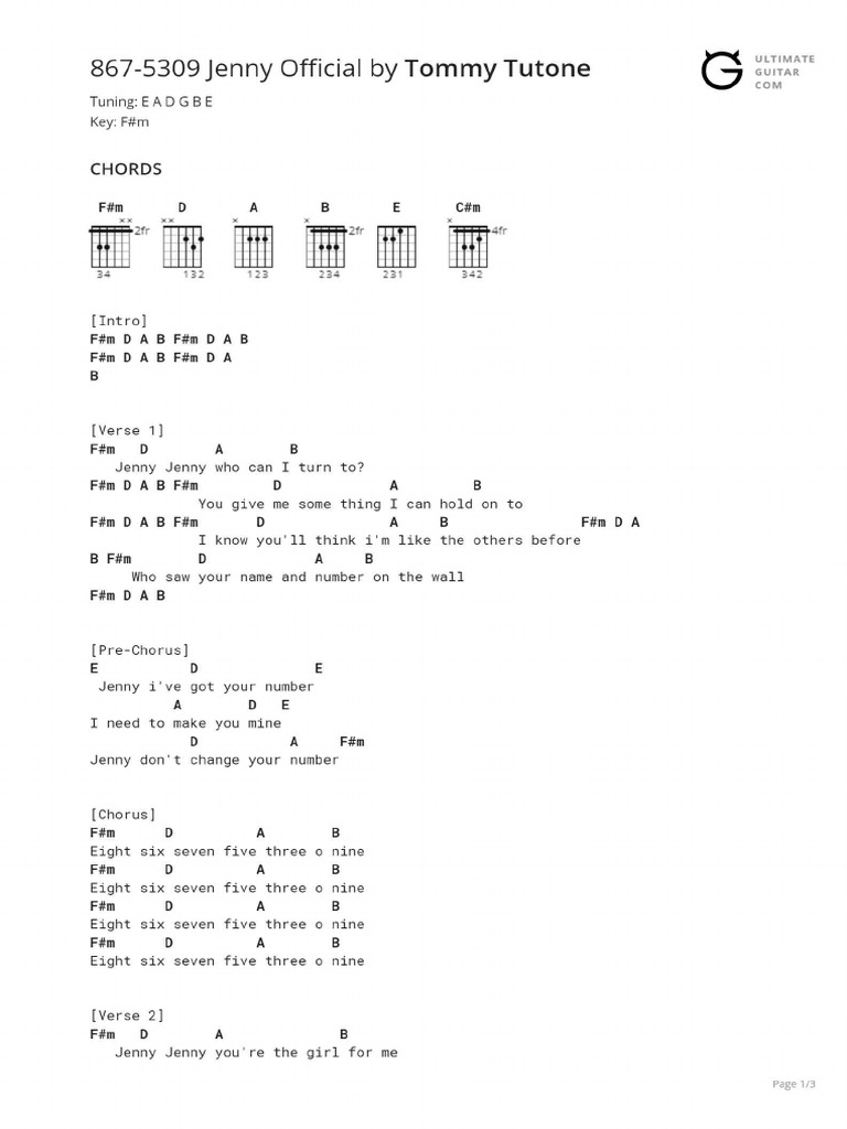 867-5309 Jenny Official | PDF