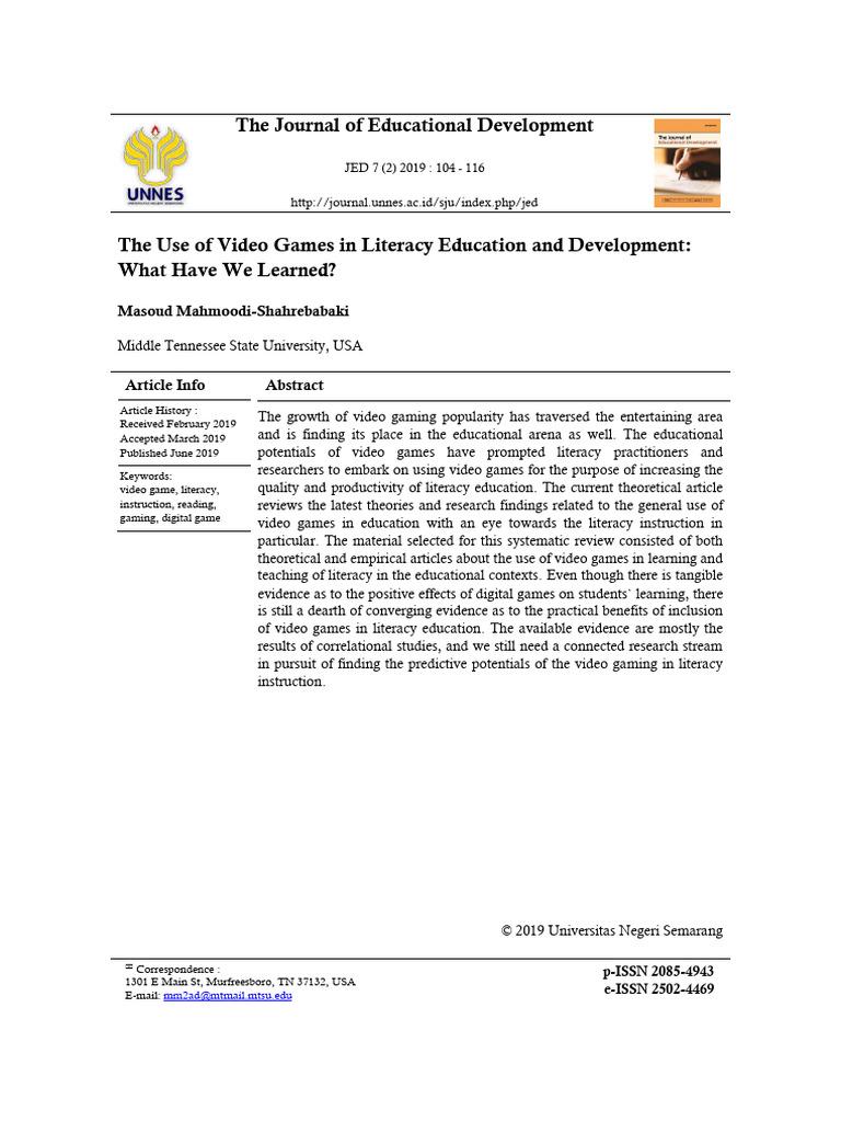 Video Games in Literacy Education | PDF | Literacy | Psychology