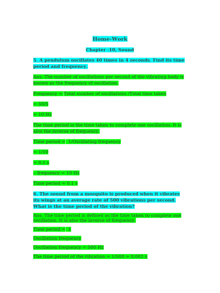 Class 8 Home-Work | PDF | Larynx | Noise