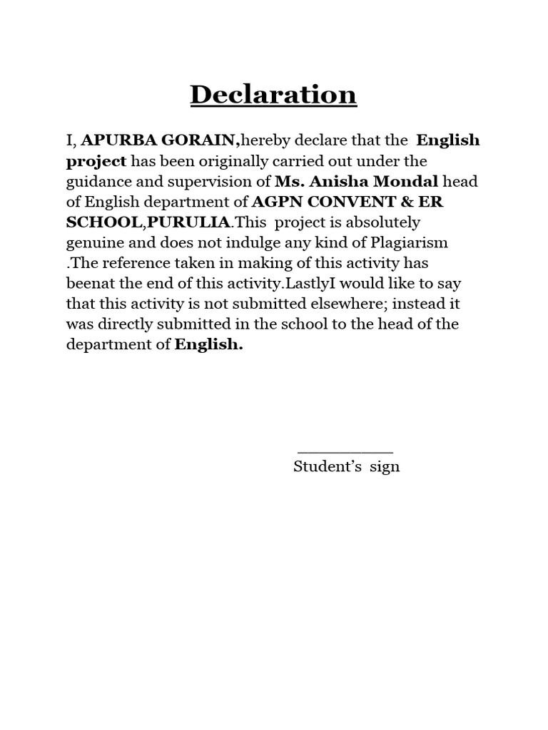 English Declaration | PDF