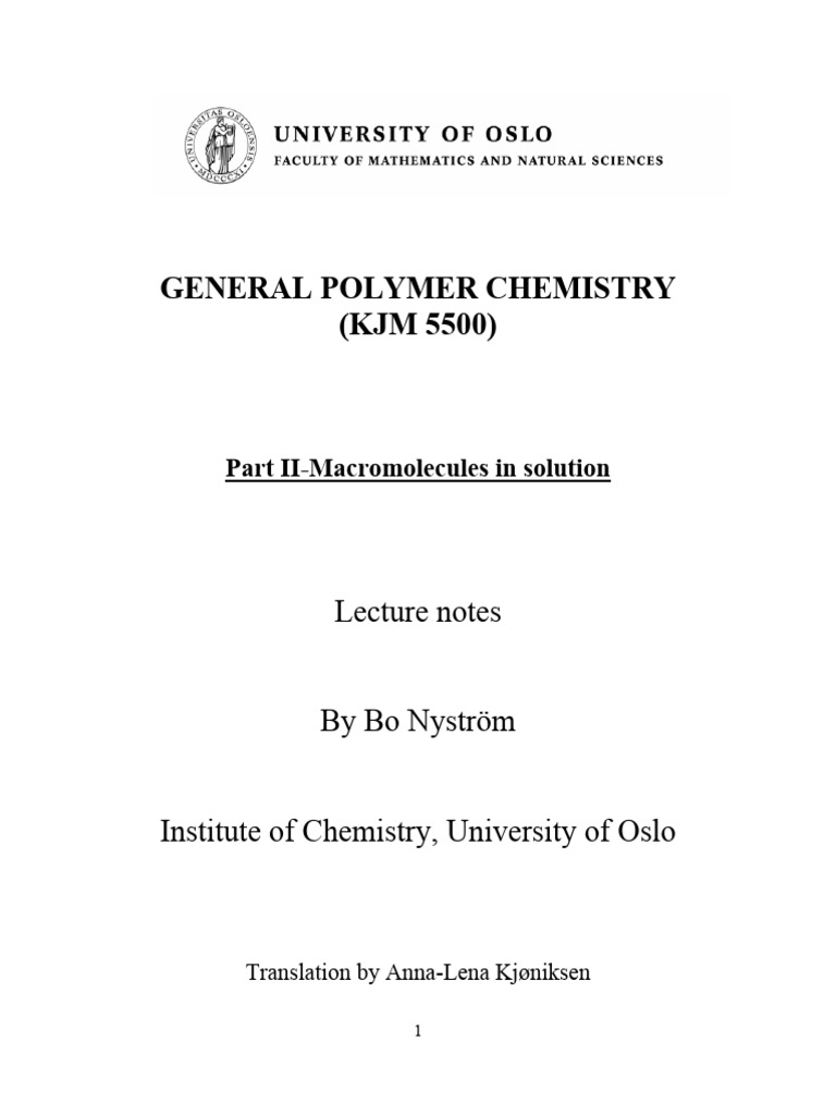 KJM5500-Macromol in Solution | PDF | Polymers | Chemistry