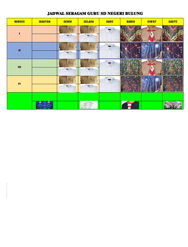 Revisi - Jadwal Seragam Guru | PDF