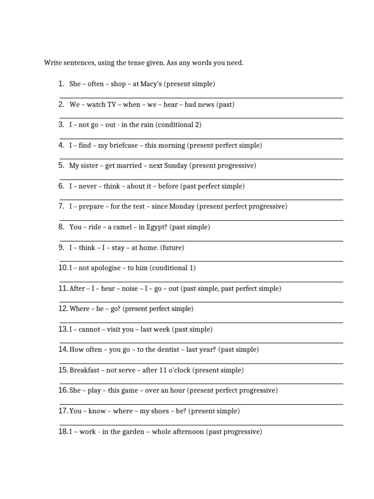 All Tenses Sentence Building | PDF