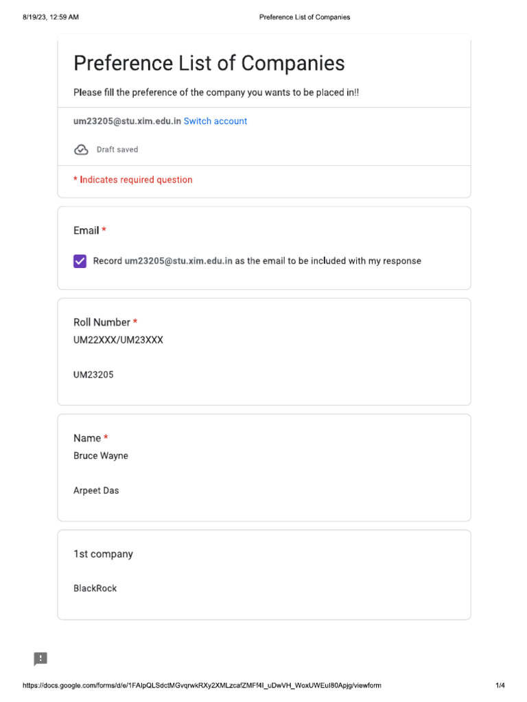 Companies Preference | PDF
