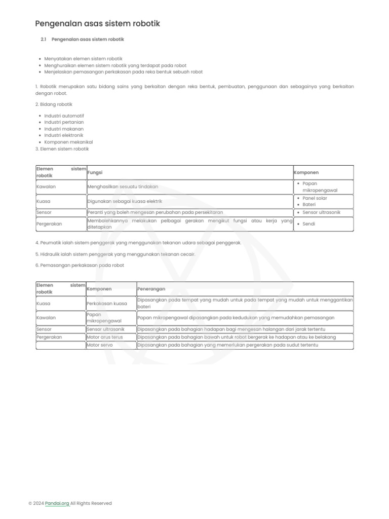 Pengenalan Asas Sistem Robotik | PDF