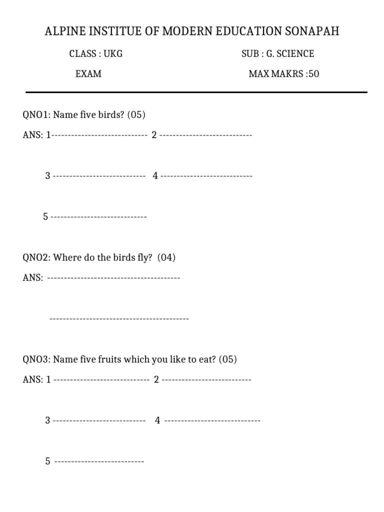 Ukg Paper 1234 - 054341 | PDF
