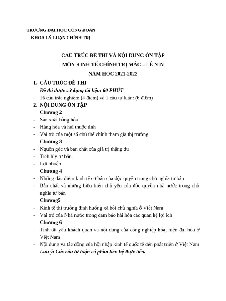 ND ÔN TẬP KTCT 2022 | PDF