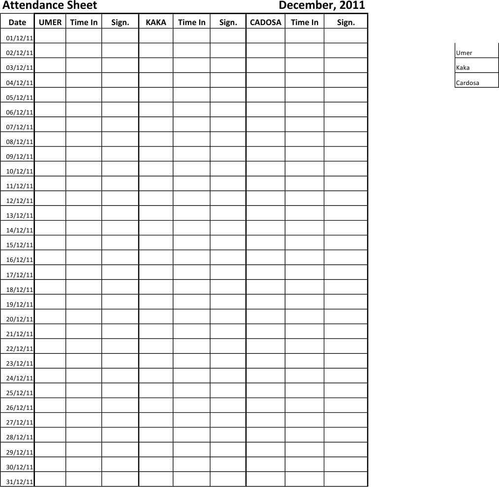 Attendence Sheets | PDF