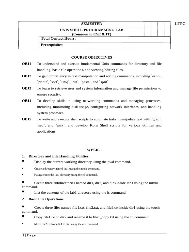 Shell Programming Lab Guide | PDF | Filename | Command Line Interface