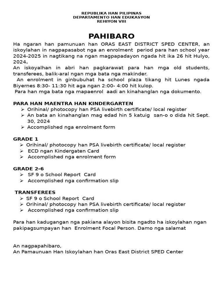 bandilyo enrolment | PDF