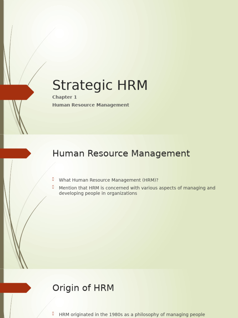 Strategic HRM Chapter 1 | PDF