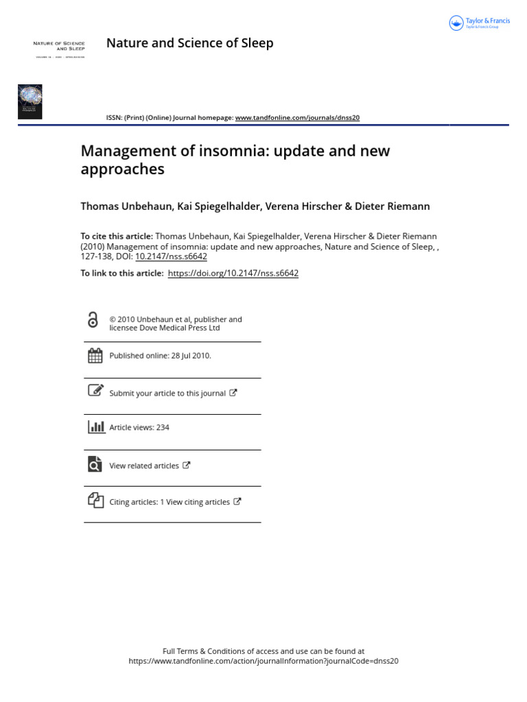 Insomnia Management: New Approaches Explained | PDF | Insomnia | Mental ...