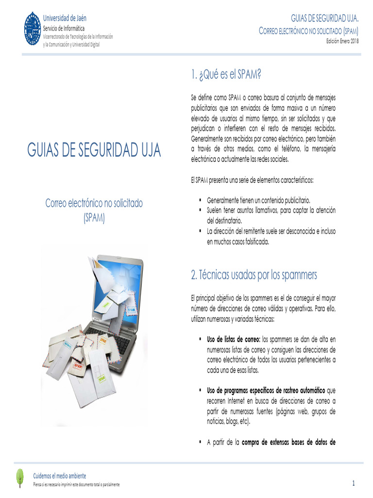 Triptico de Seguridad UJA - 1. SPAM | PDF | Spamming | ciberespacio