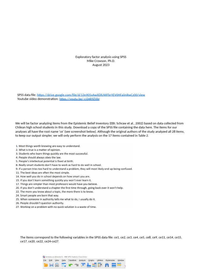 Exploratory Factor Analysis Using Spss 2023 Pdf Matrix Mathematics 1588