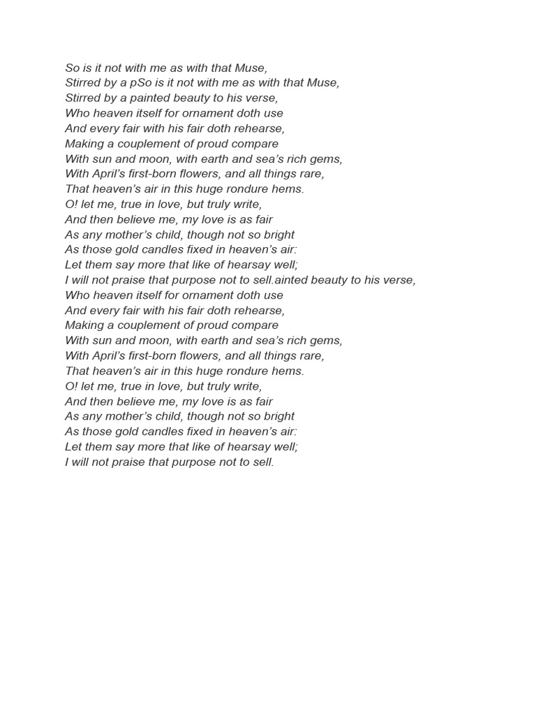 Sonnet 21 Explanation | PDF