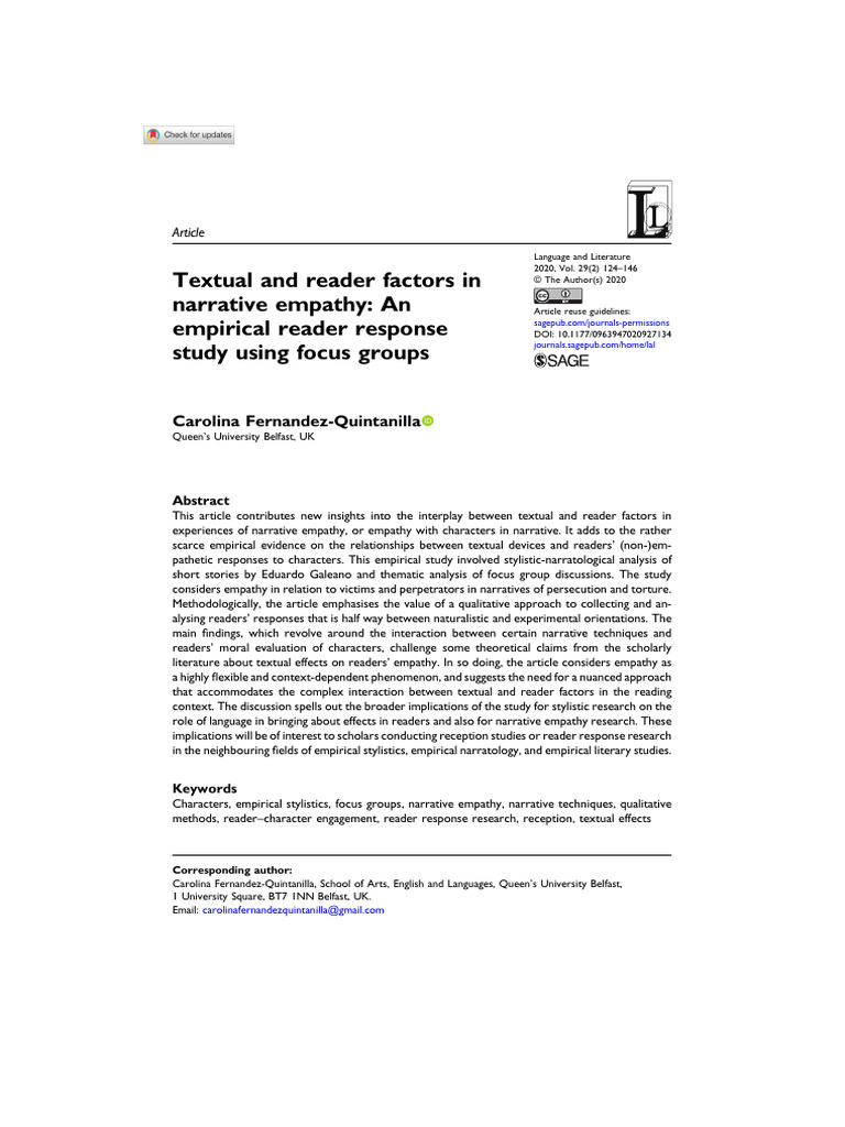 Narrative Empathy 1 | PDF | Empathy | Narrative