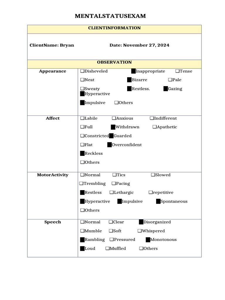 ADHD MSE | PDF | Hallucination | Attention Deficit Hyperactivity Disorder