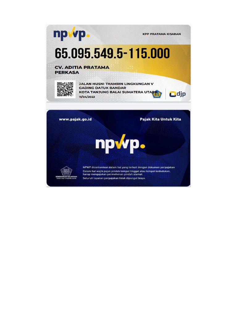 NPWP Cv. Aditia Pratama Perkasa | PDF