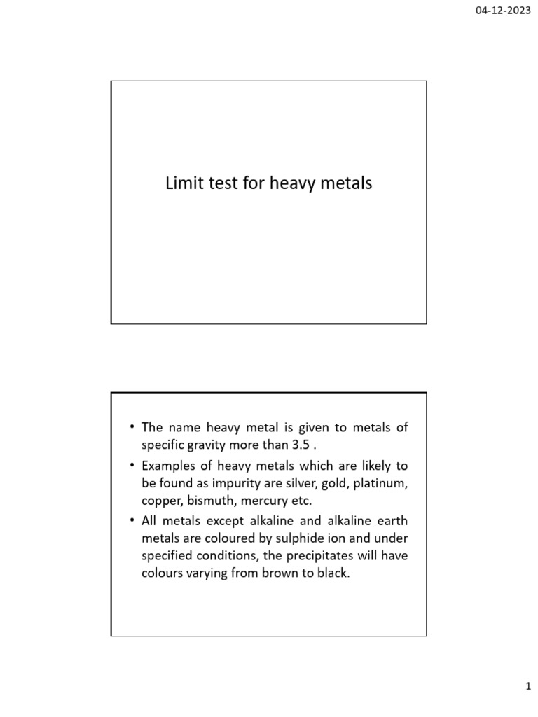 Limit Test For Heavy Metals | PDF | Acid | Ph