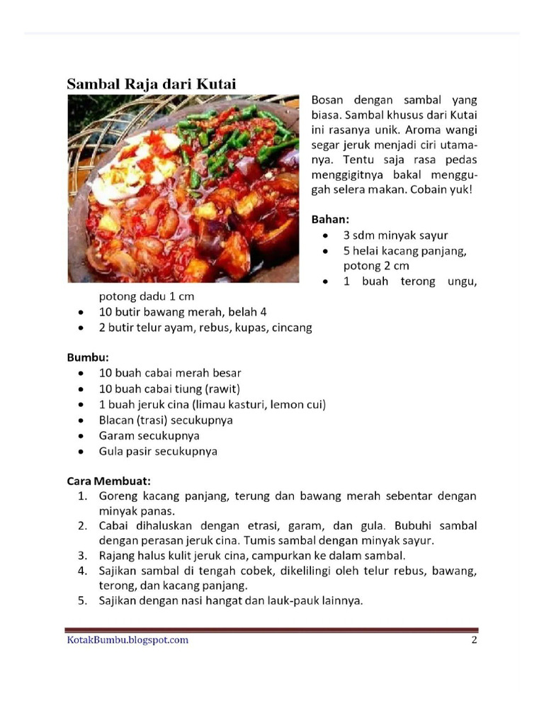 Sambal Raja Dari Kutai | PDF