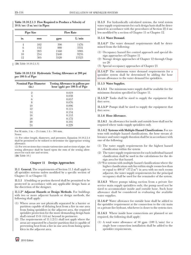 Nfpa 13 (2010) - Sprinkler System-Page 116 | PDF | Fire Sprinkler ...