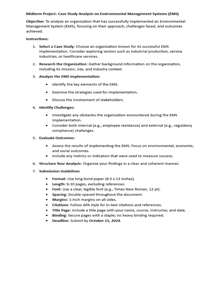 Midterm Project Pdf Environmental Resource Management Corporate