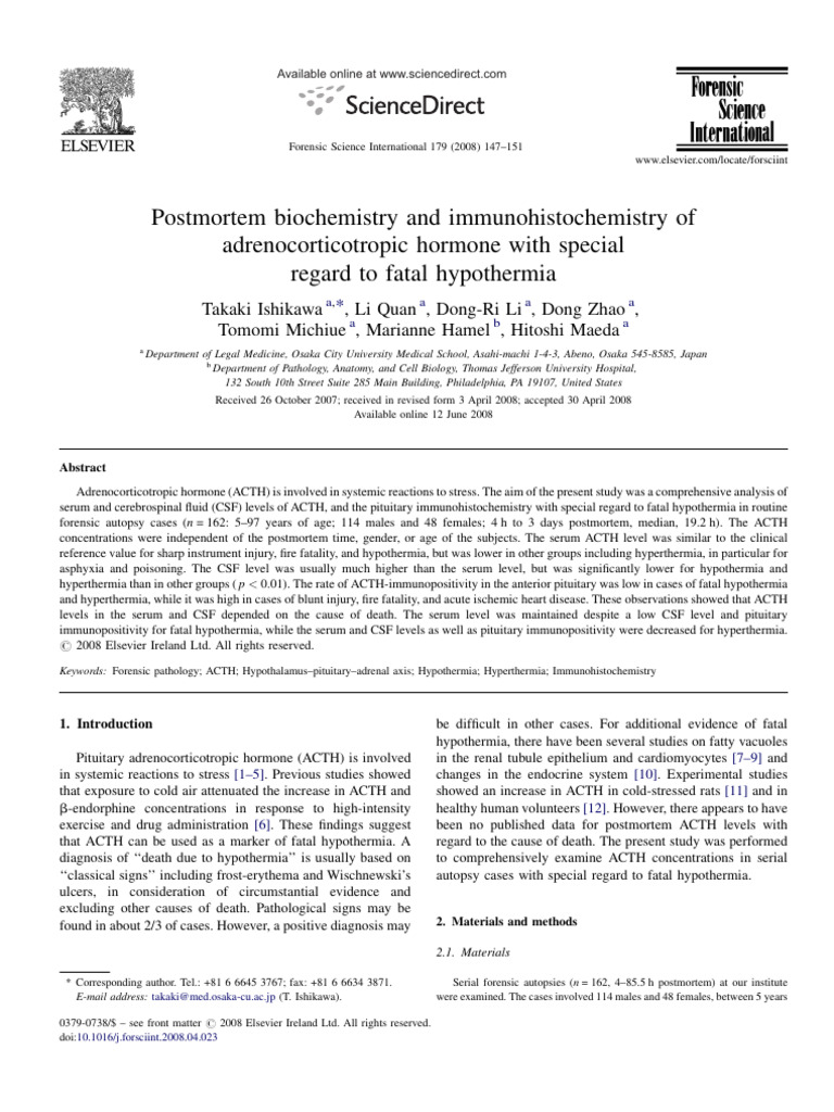 Postmortem Biochemistry | PDF | Hypothalamic–Pituitary–Adrenal Axis ...