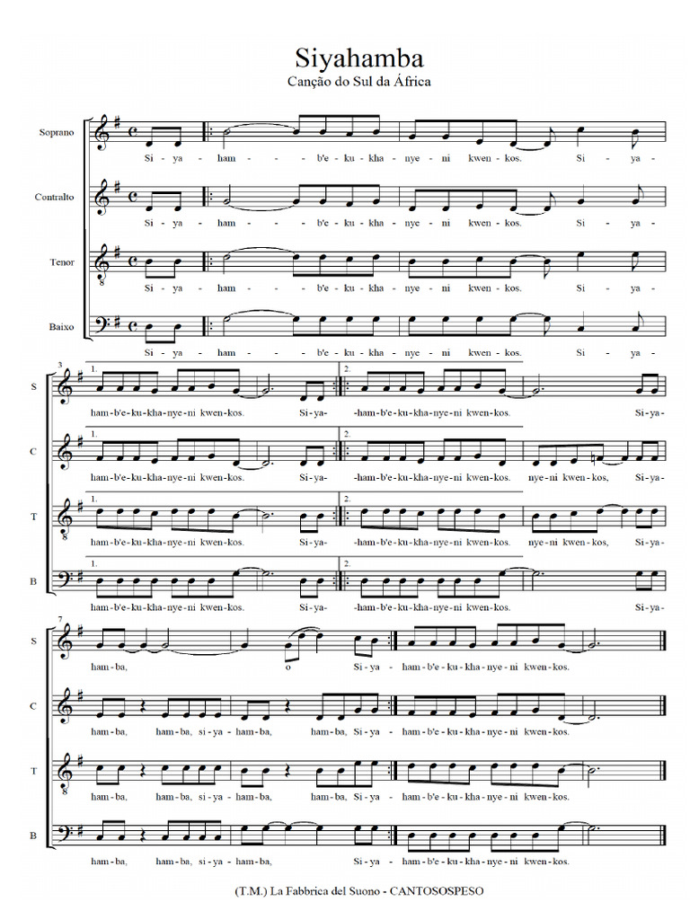 Siyahamba_Tradicional-Sul-Africano | PDF