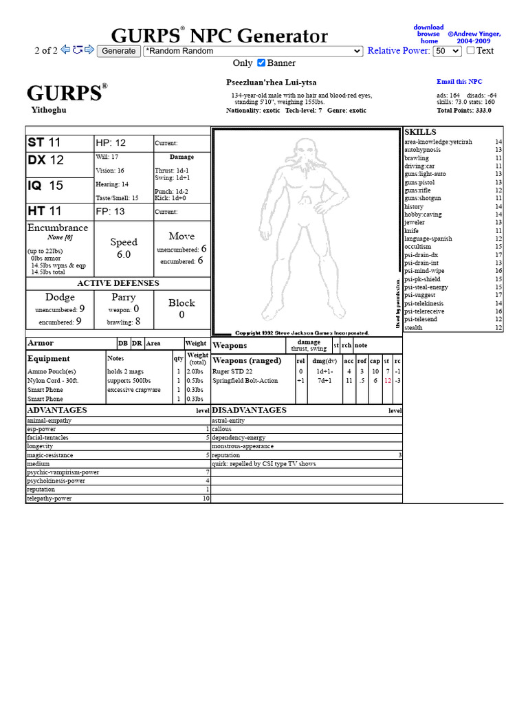 NPC Character Generator Overview | PDF | Gaming | Tabletop Games