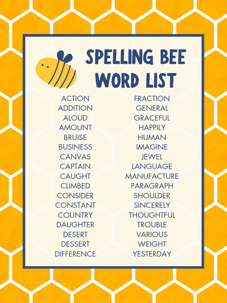 Spelling Bee Word List Guide | PDF