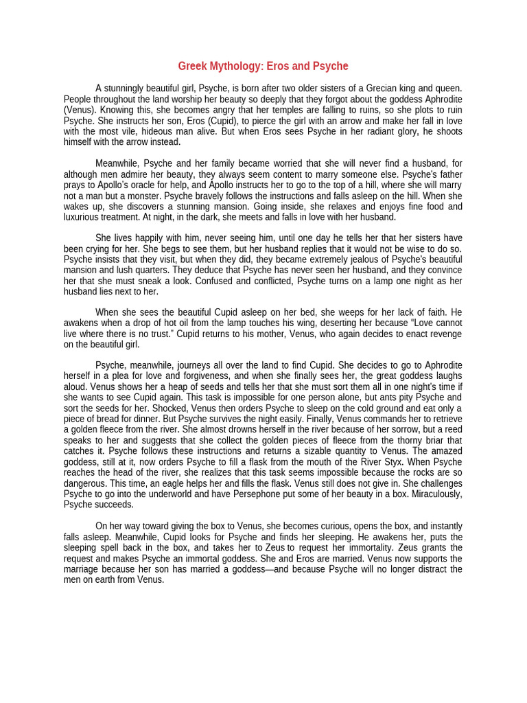 Mythology Summary and Analysis of Cupid and Psyche | PDF | Eros | Aphrodite
