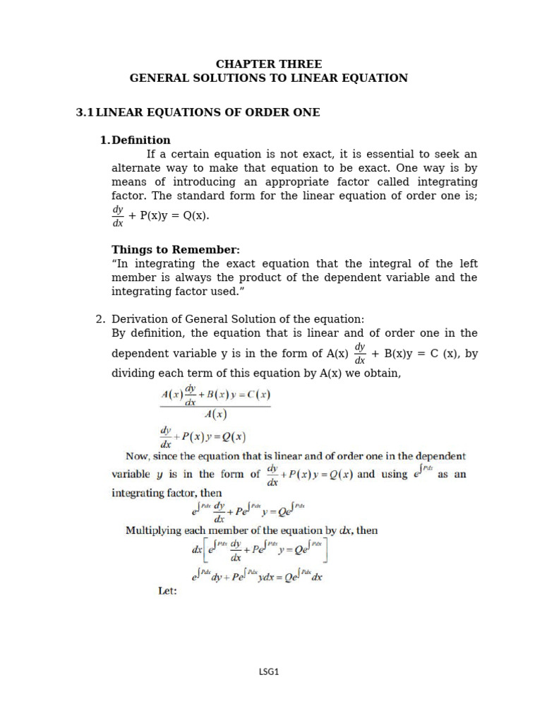 Chapter 3 Diff. Equations | PDF | Equations | Differential Calculus