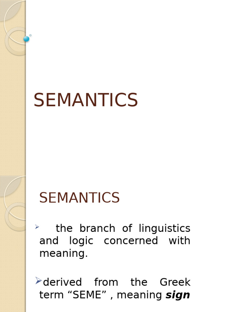 SEMANTICS | PDF | Semantics | Concept