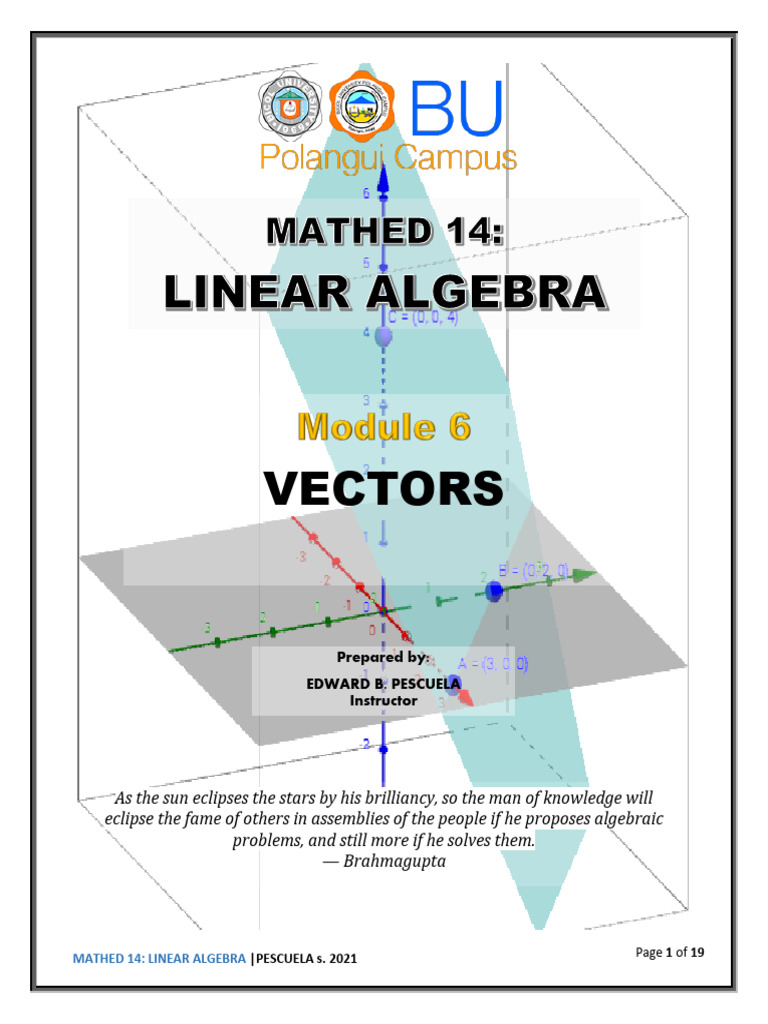 MathEd14_MODULE-6_Vectors | PDF | Vector Space | Linear Map