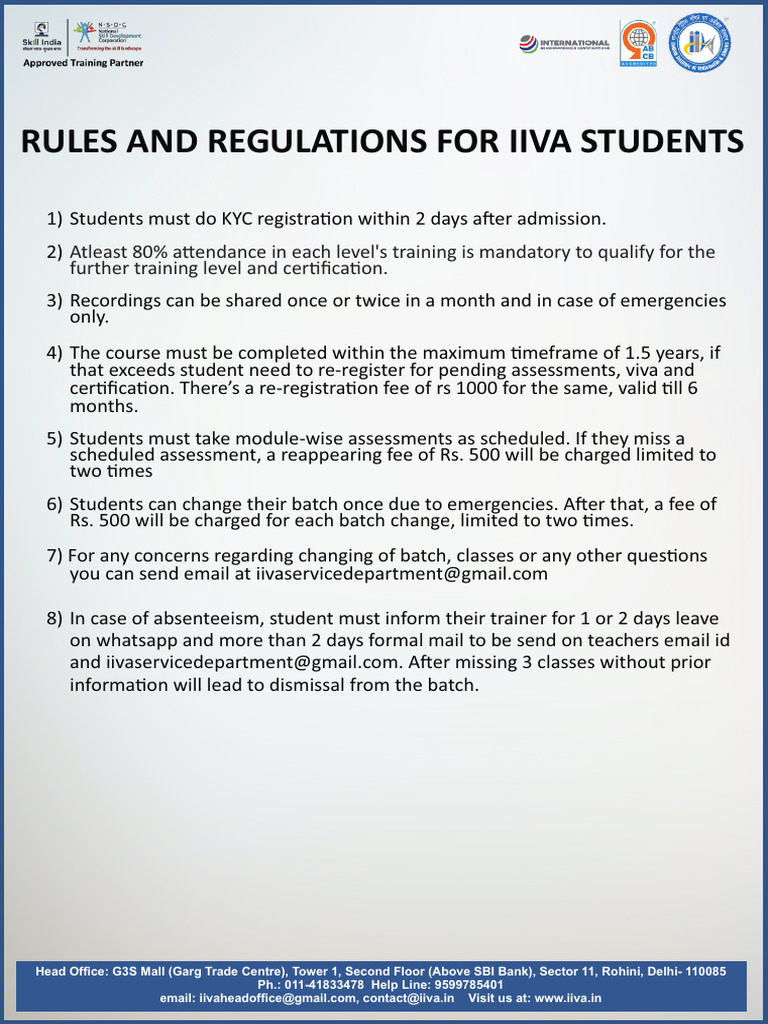 Rules and Regulations For Iiva Students | PDF