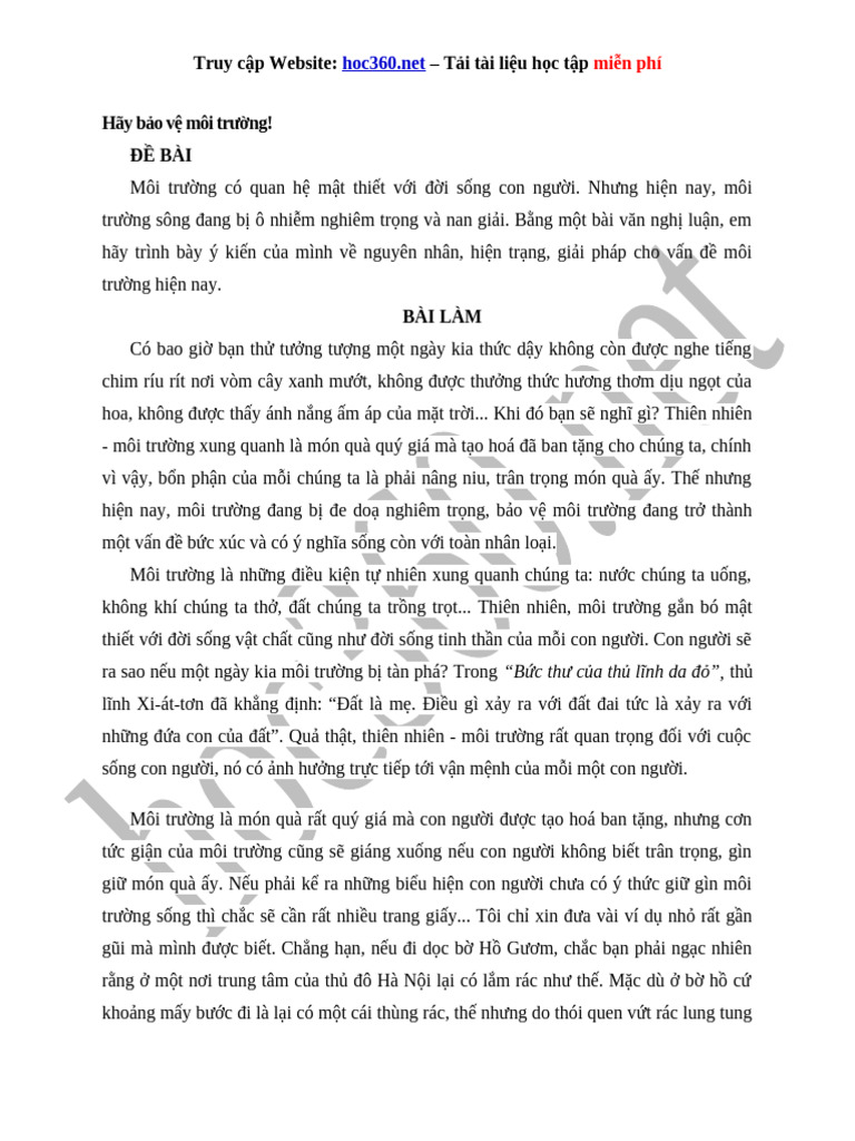 Hay Bao Ve Moi Truong | PDF