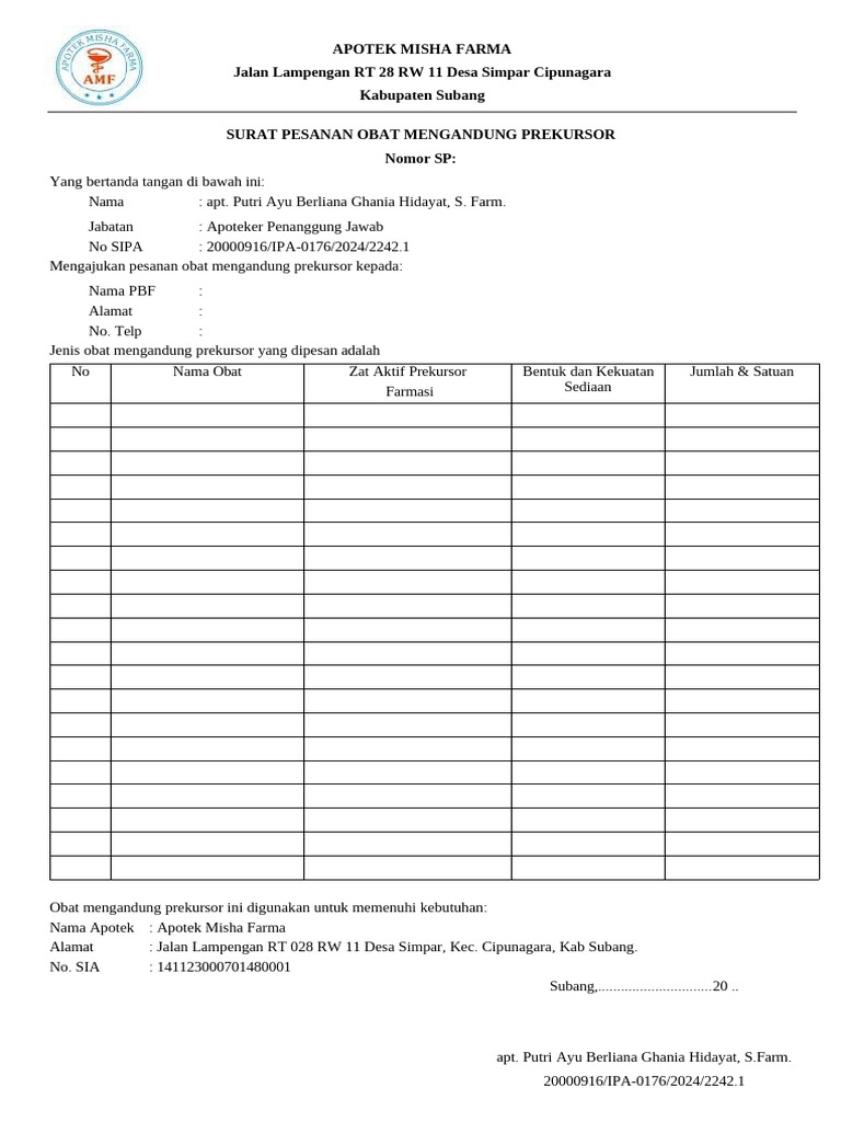 SP APOTEK TERBARU PREKURSOR | PDF