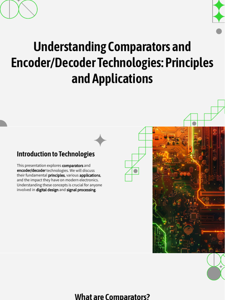Slidesgo Understanding Comparators and Encoderdecoder Technologies ... Slidesgo Understanding Comparators and Encoderdecoder Technologies ...