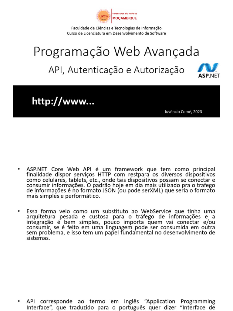Aula - API Autenticacao e Autorizacao - Programação Web Avançada | PDF ...