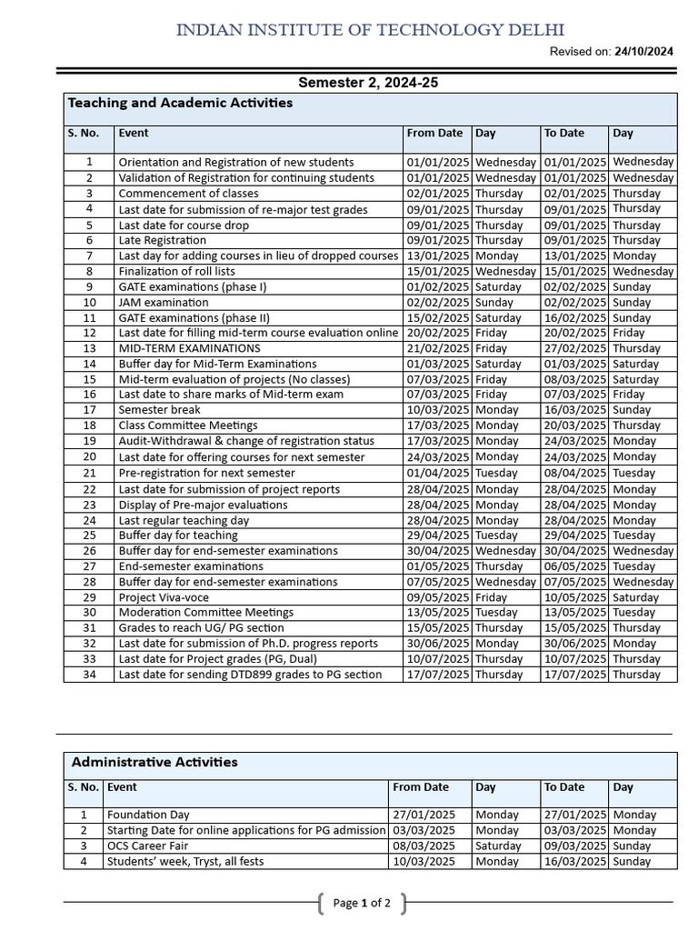Sem2 2024-2025v4 1729754738 | PDF | Academic Term