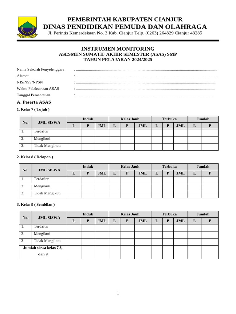 Instrumen Monev Asas 2024 New-1 | PDF