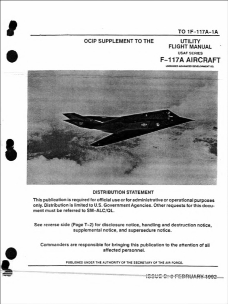 Lockheed F-117A Nighthawk Utility Flight Manual - Text | PDF | Aviation ...
