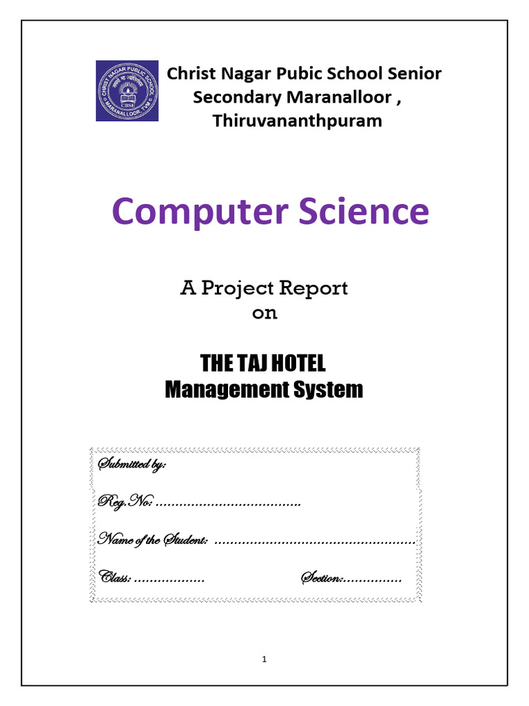 Taj Hotel Management System | PDF | Computing
