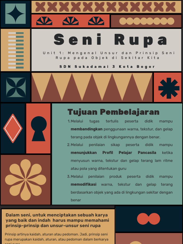 Presentasi Seni Rupa Kelas 6 - Pertemuan 1 - Unit 1 | PDF