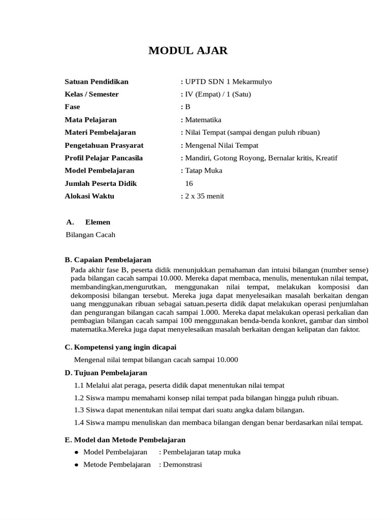 Modul Ajar Siklus 2 - Merged | PDF