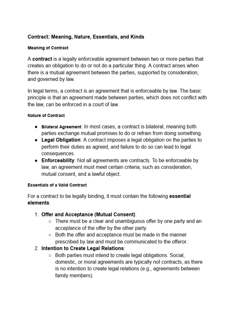 CONTRACT INTERNAL | PDF | Offer And Acceptance | Consideration