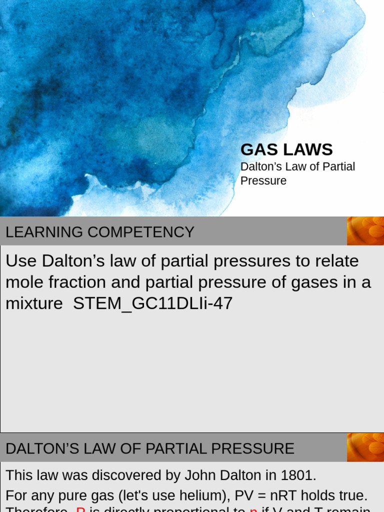 Understanding Dalton's Law of Partial Pressures | PDF | Gases | Mole (Unit)