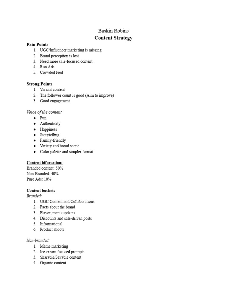 Baskin Robins Content Strategy | PDF | Marketing | Communication