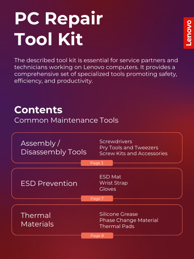 3 - PC Repair Kit Reference Guide | PDF | Equipment | Manufactured Goods